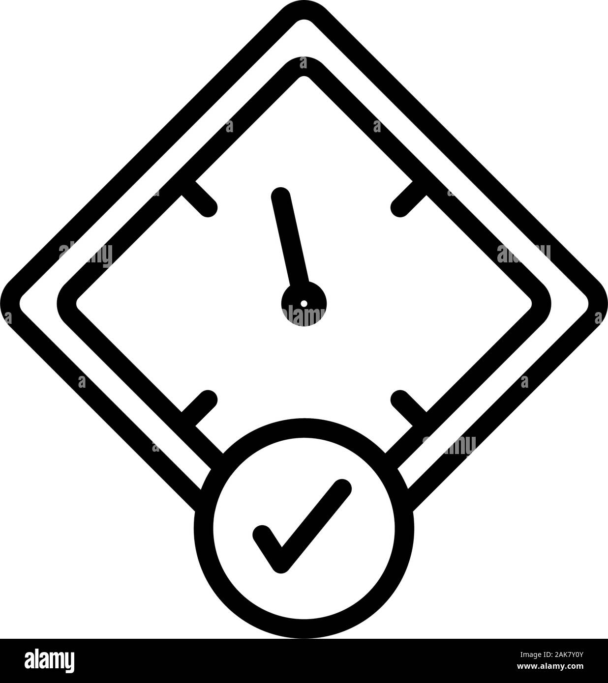 Isolated square clock instrument and check mark vector design Stock ...