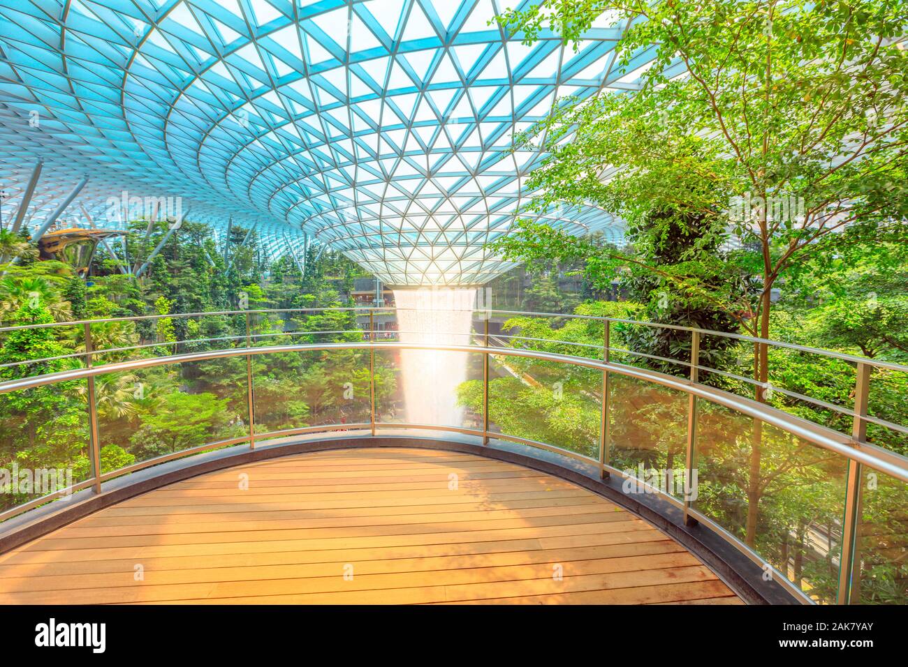 Singapore - Aug 8, 2019: scenic Rain Vortex, the world's largest indoor ...