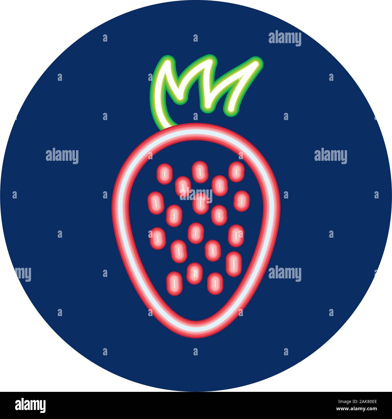 fresh strawberry fruit neon light Stock Vector Image & Art - Alamy