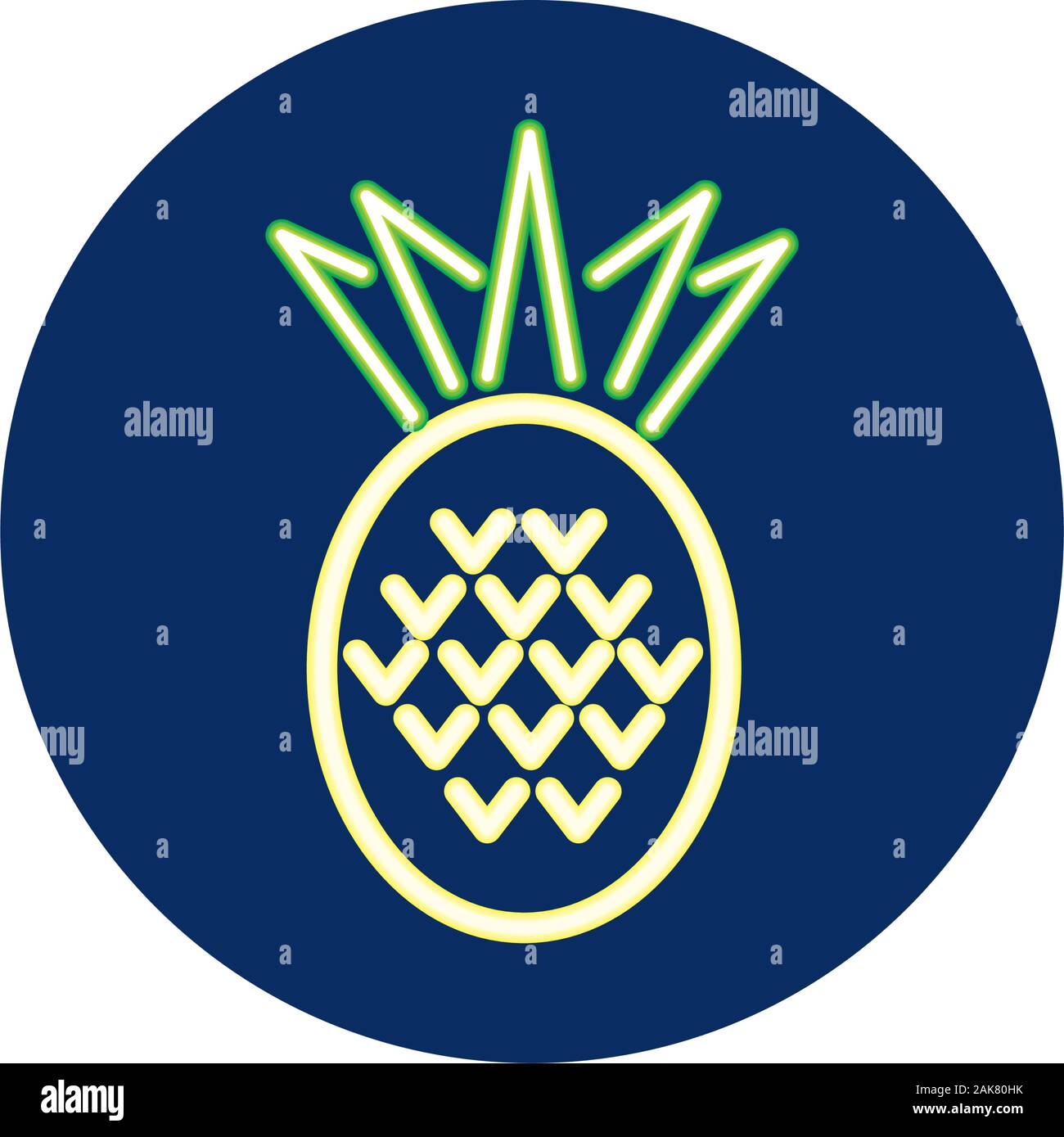 fresh pineapple fruit neon light Stock Vector Image & Art - Alamy