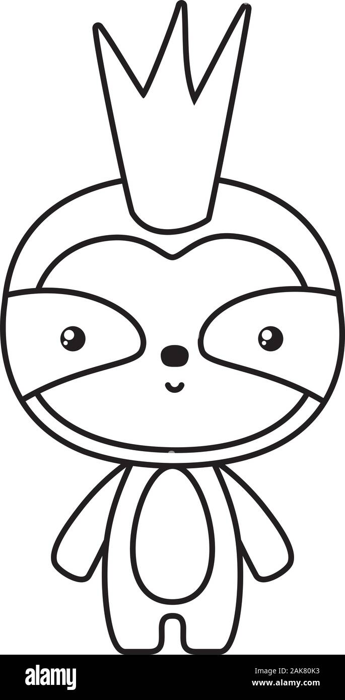 Cute sloth cartoon animal Black and White Stock Photos & Images - Alamy