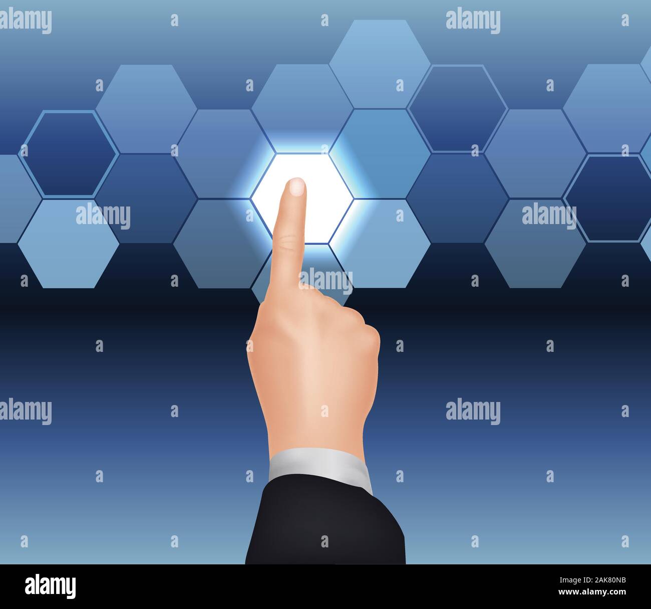 Hand pushing the button Stock Vector Image & Art - Alamy