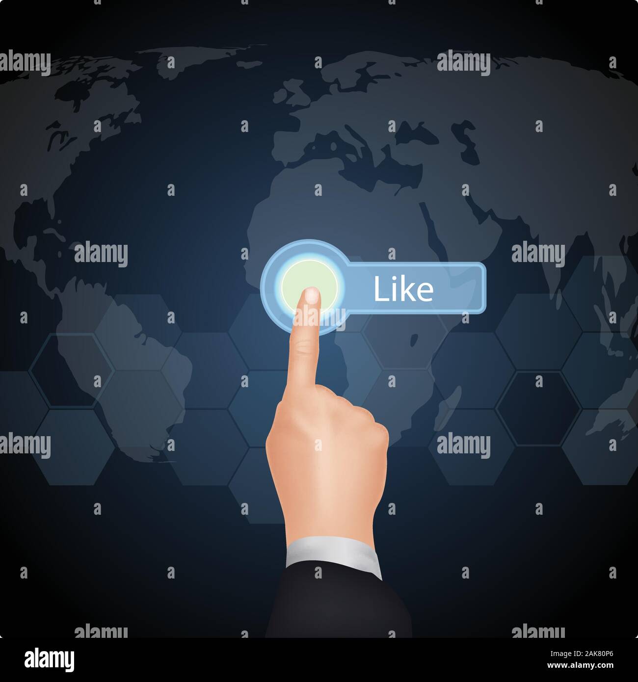 Hand Choose "Like" on virtual screen. vector Stock Vector Image & Art ...