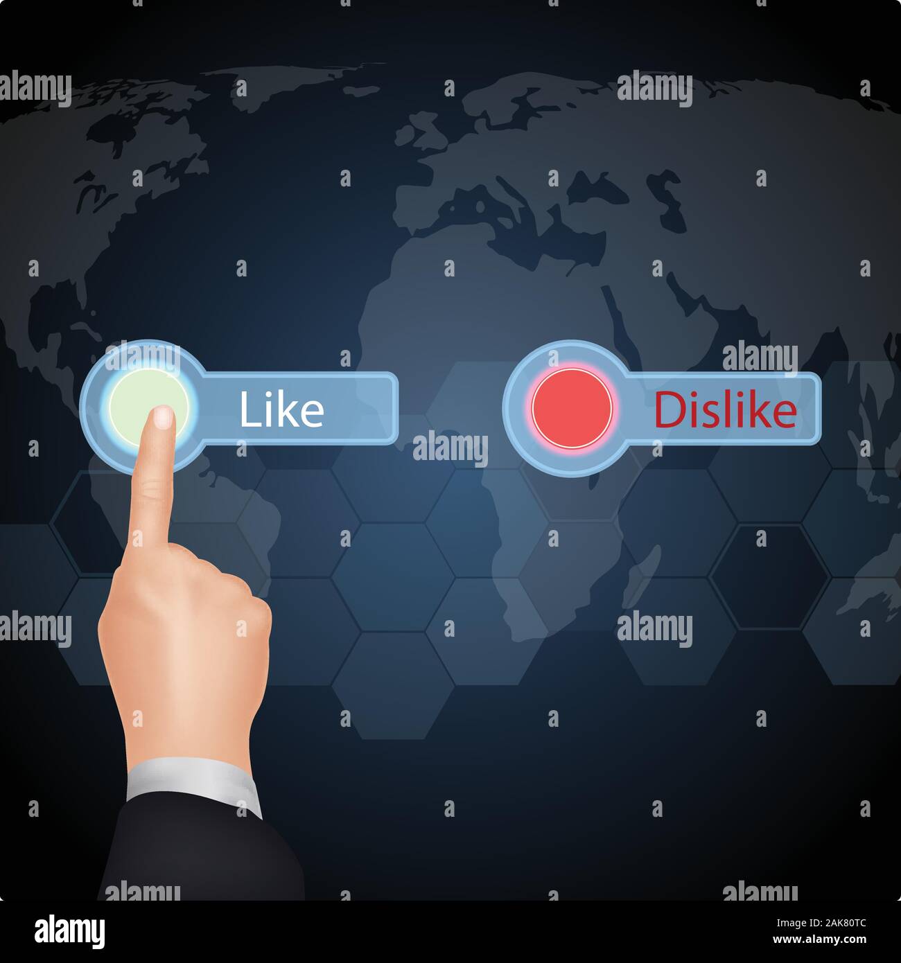Hand Choose "Like" on virtual screen. vector Stock Vector Image & Art ...
