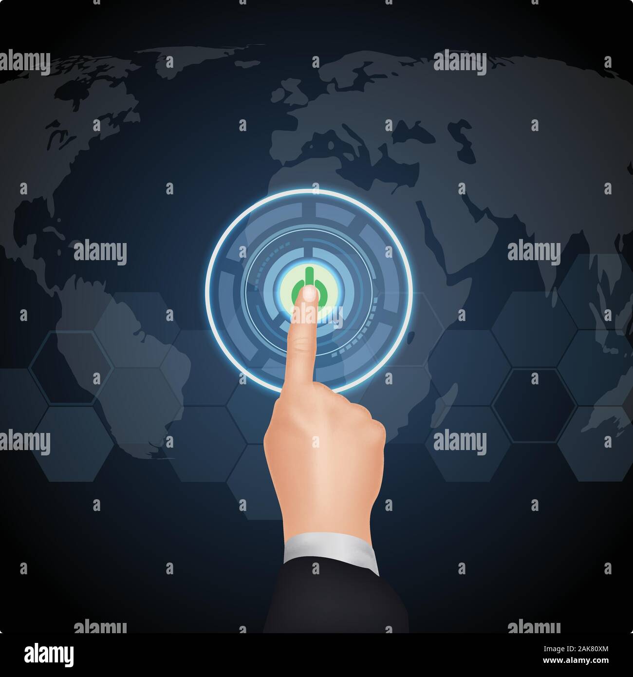 Hand Choose "Button"on virtual screen. vector Stock Vector Image & Art ...