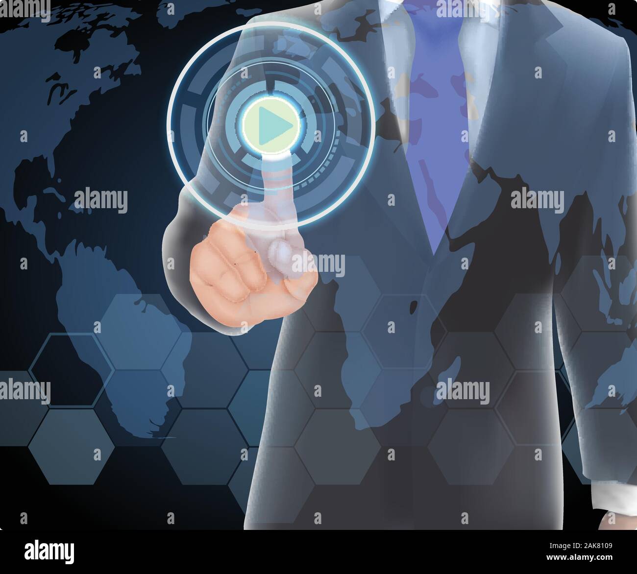 Businessman of visual touch screen. vector Stock Vector Image & Art - Alamy