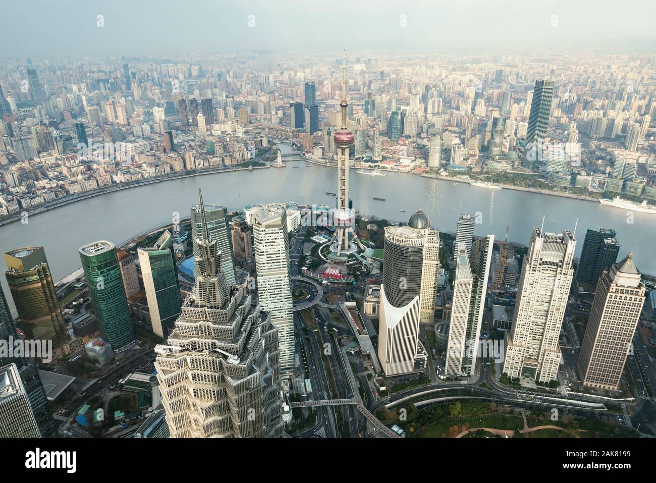 Aerial view of Shanghai city center in the morning Stock Photo - Alamy