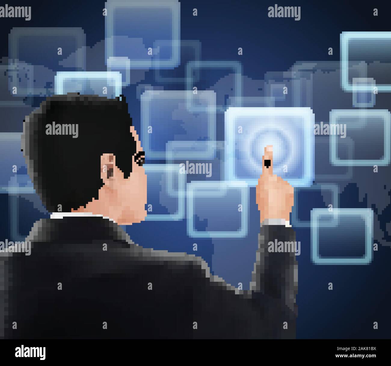 Businessman of visual touch screen. vector Stock Vector Image & Art - Alamy