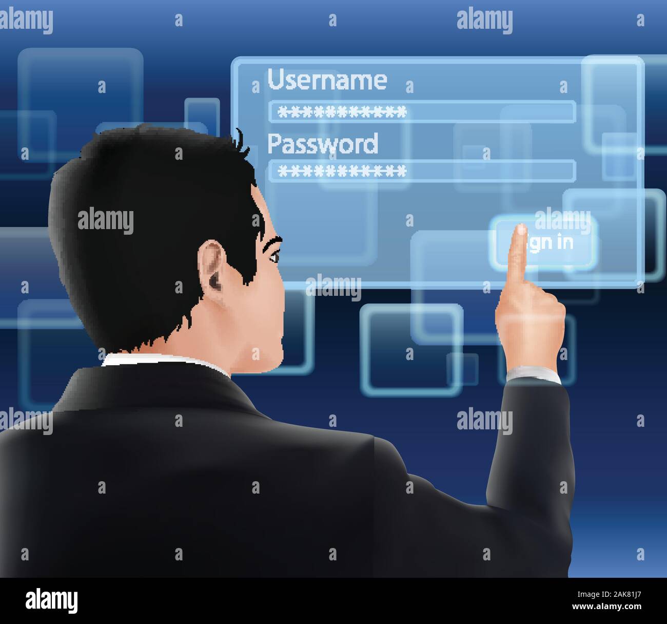 Businessman of visual touch screen Stock Vector Image & Art - Alamy