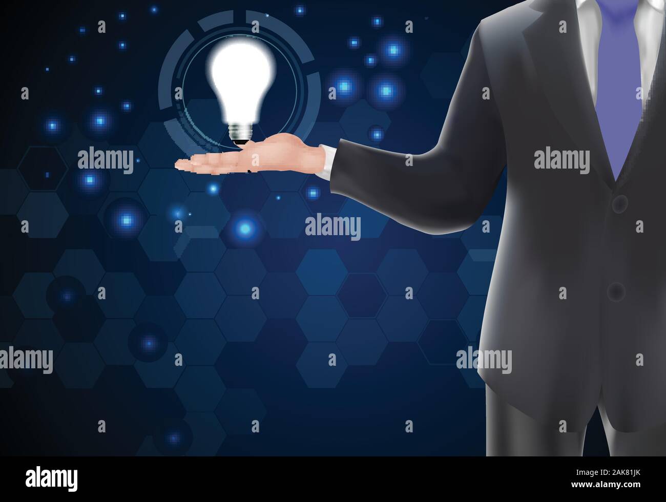 Hand holding blue bulb Stock Vector Images - Alamy