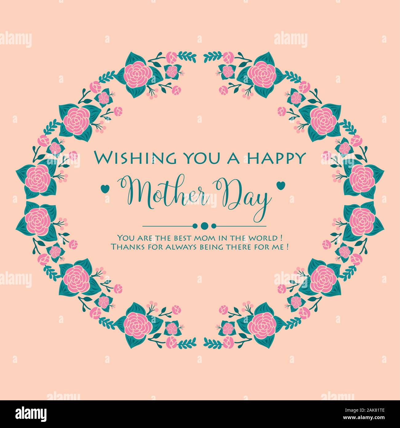 Unique shape of leaf and flower frame, for cute happy mother day ...