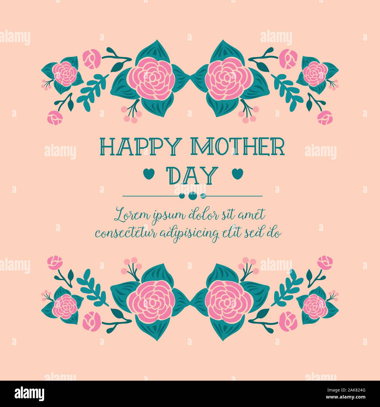 Beautiful wreath frame Design, for elegant happy mother day greeting card design. Vector Stock ...