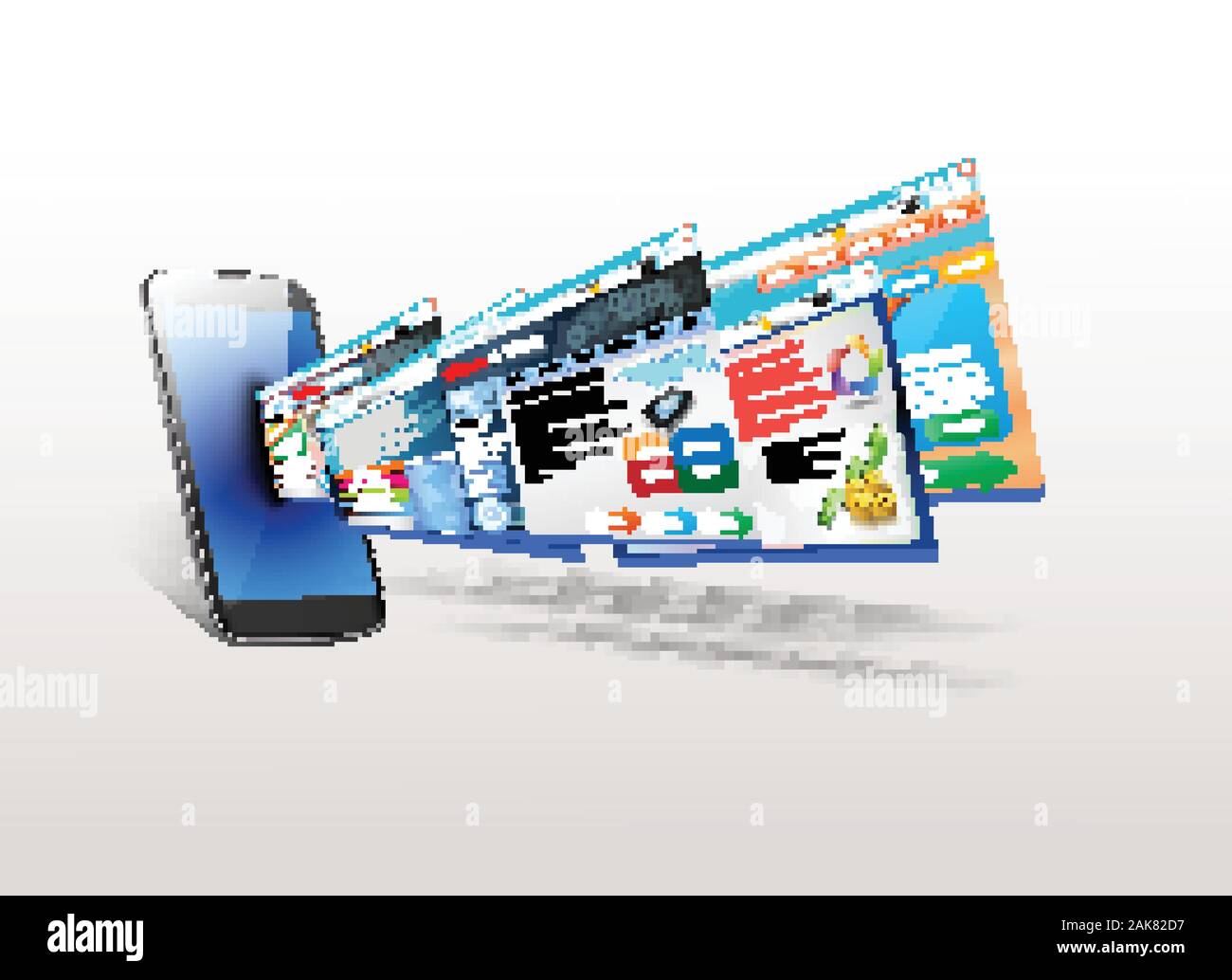 Telephone with illustration of template website. vector Stock Vector ...