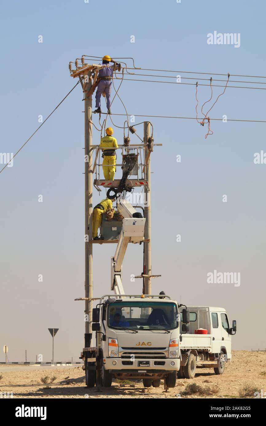 Electricity maintenance work going on at daytime. This kind of job is ...