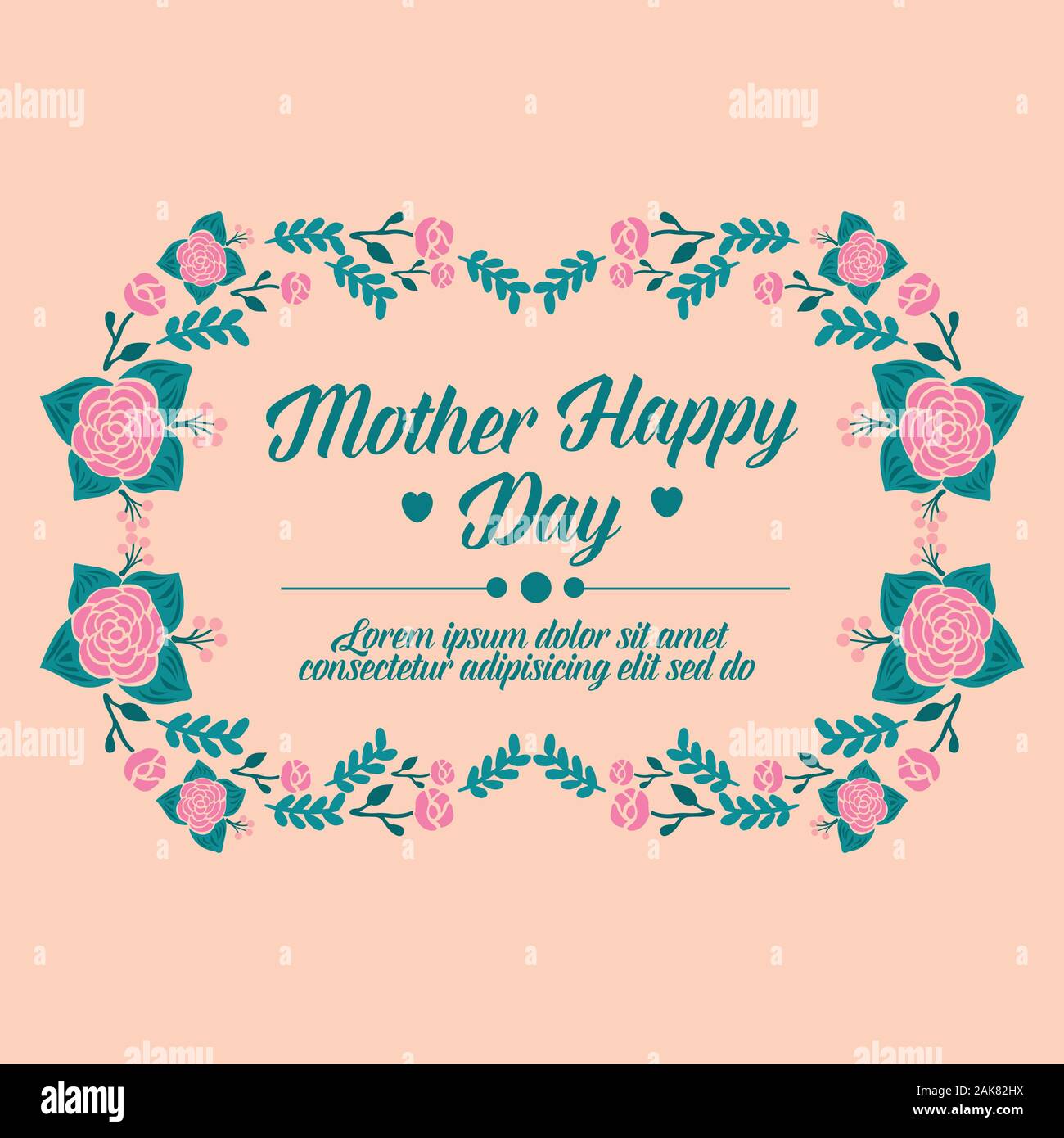 Elegant Ornate pattern of leaf and floral frame, for happy mother day ...