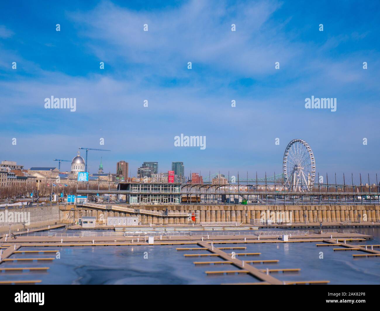 Montreal, QC, Canada. January 2020. Shot of the popualr Old Port of ...
