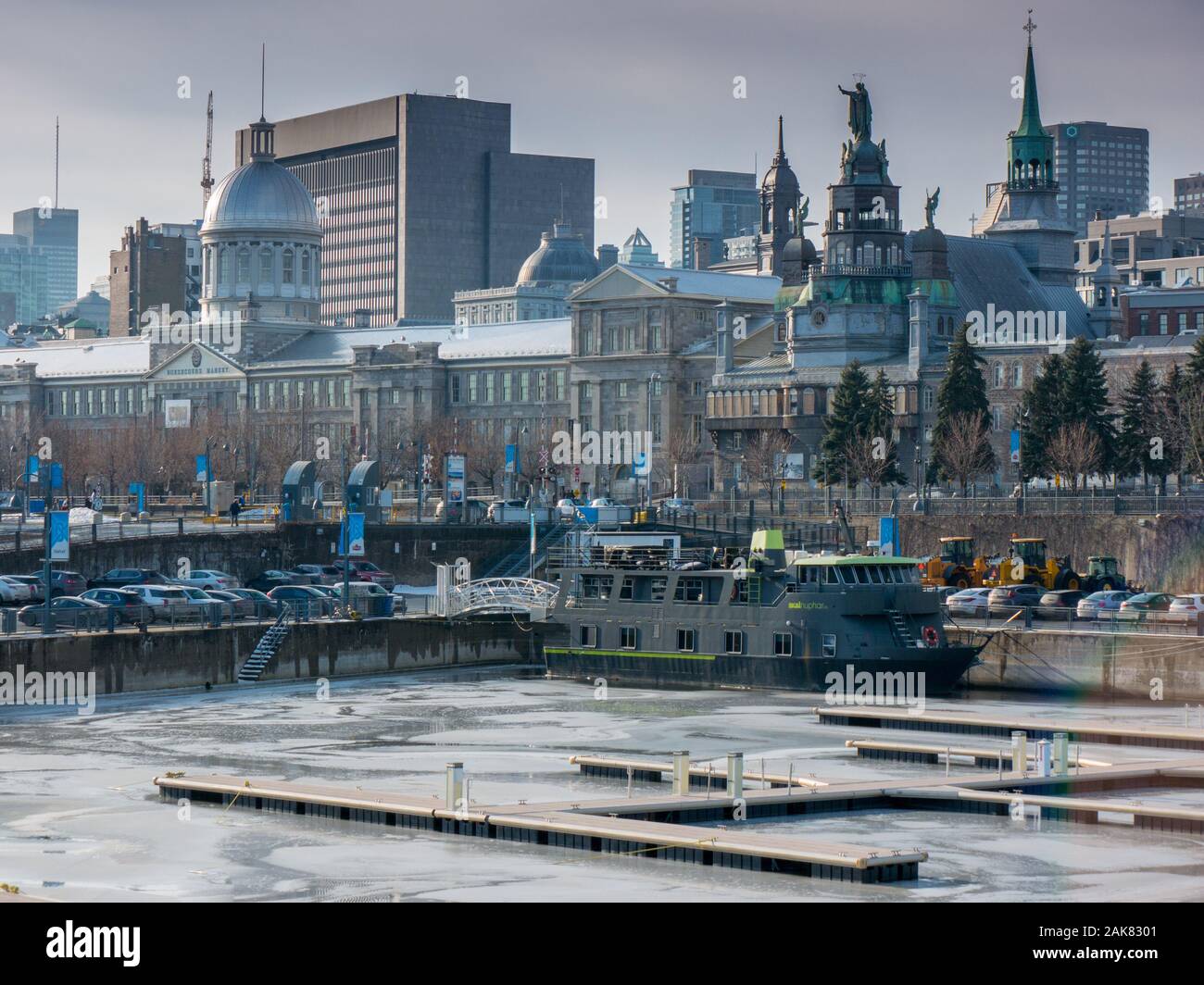 Marina of the Old Port of Montreal. during winter time Stock Photo - Alamy
