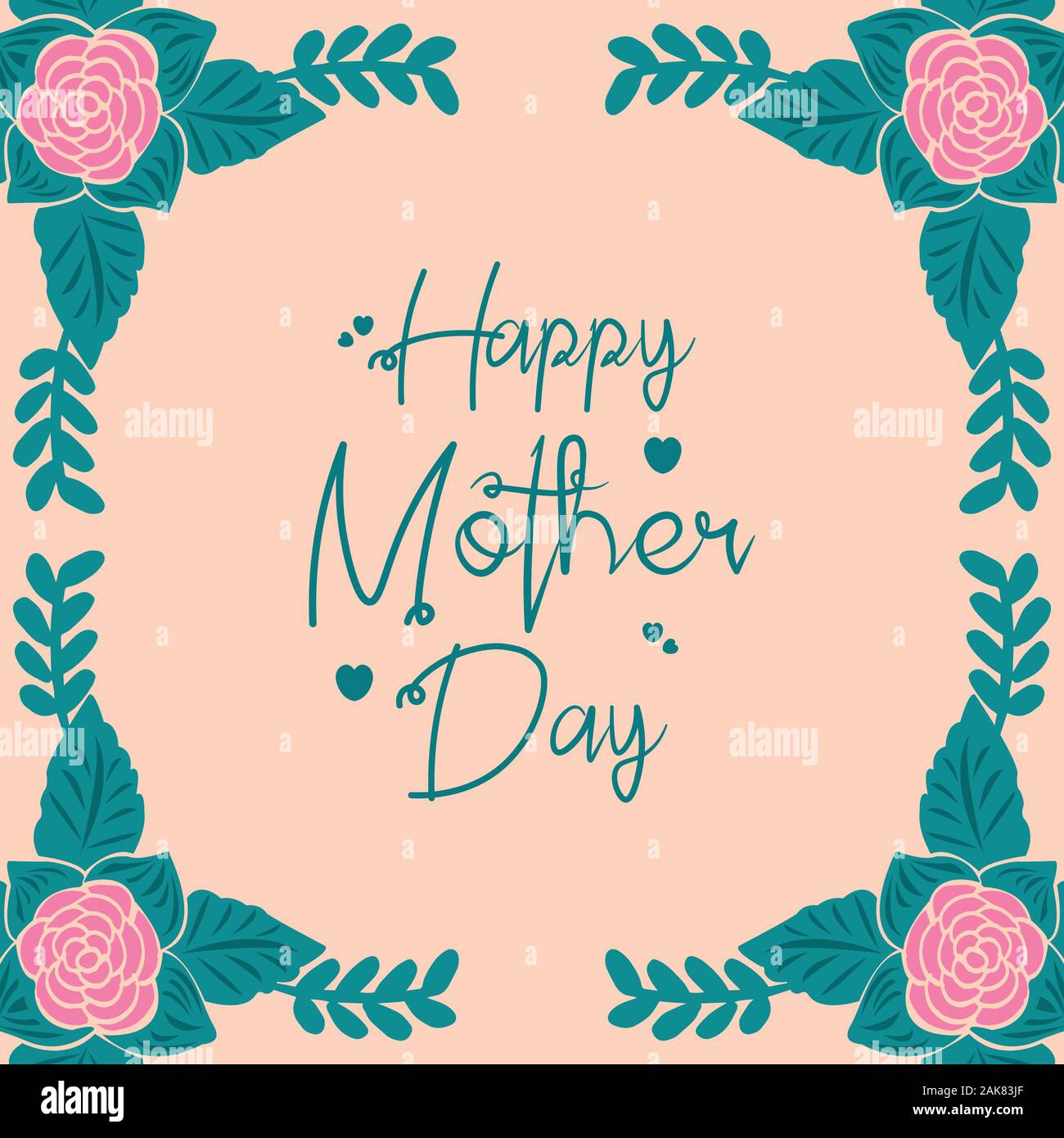 Elegant frame, with ornate flower and leaf, for happy mother day ...