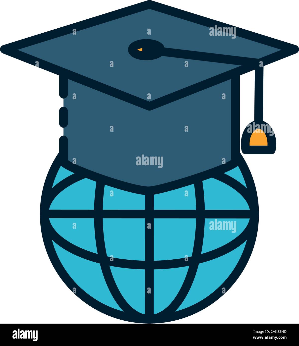 Isolated graduation cap and global sphere vector design Stock Vector ...