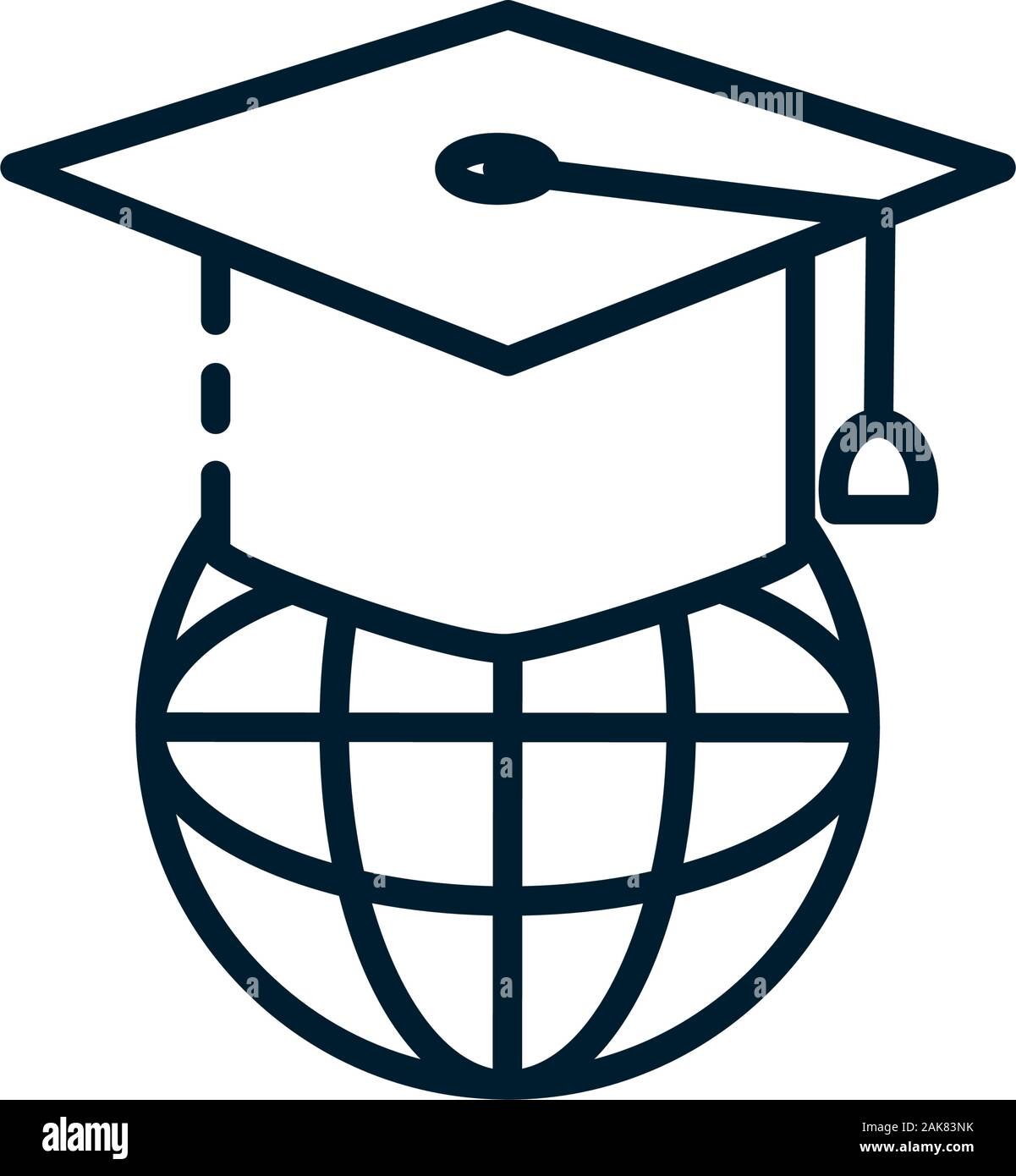 Isolated graduation cap and global sphere vector design Stock Vector ...