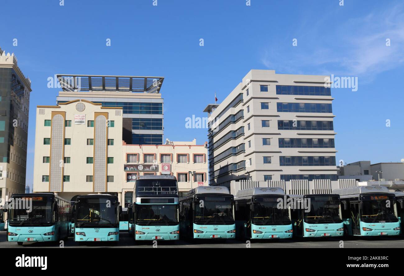 Karwa bus at Al Ghanim Public Bus Station in Doha, Qatar Stock Photo ...