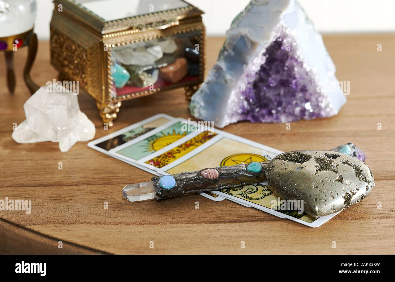 Crystal Healing tools including healing wand, quartz crystal point ...