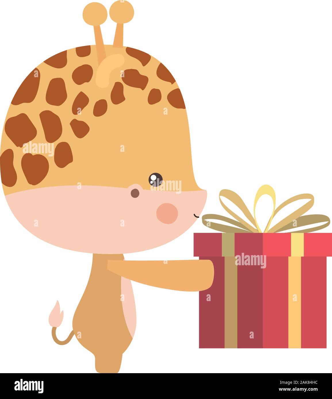 Cute giraffe cartoon with gift vector design Stock Vector Image & Art ...