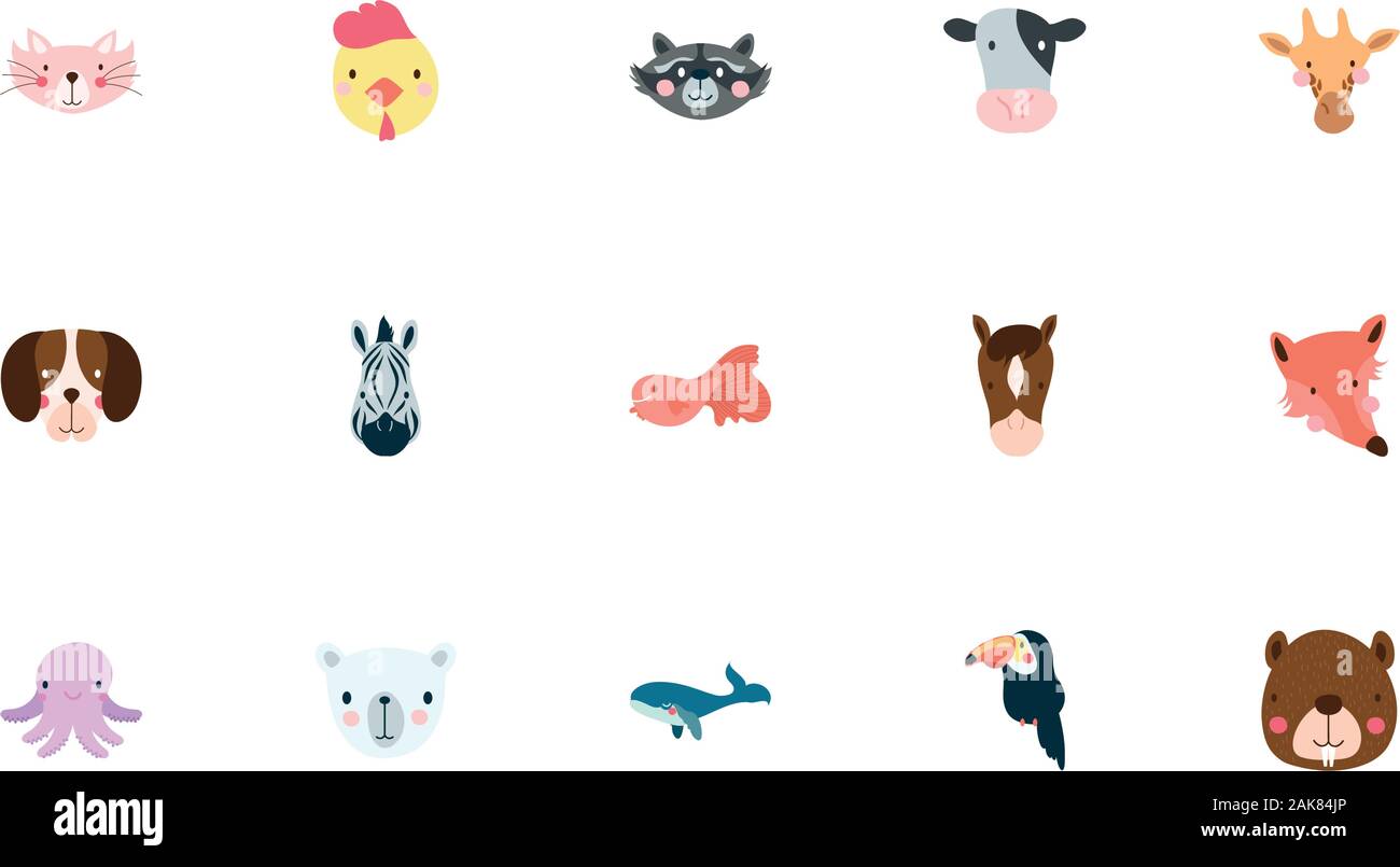 bundle of cute animals characters Stock Vector Image & Art - Alamy