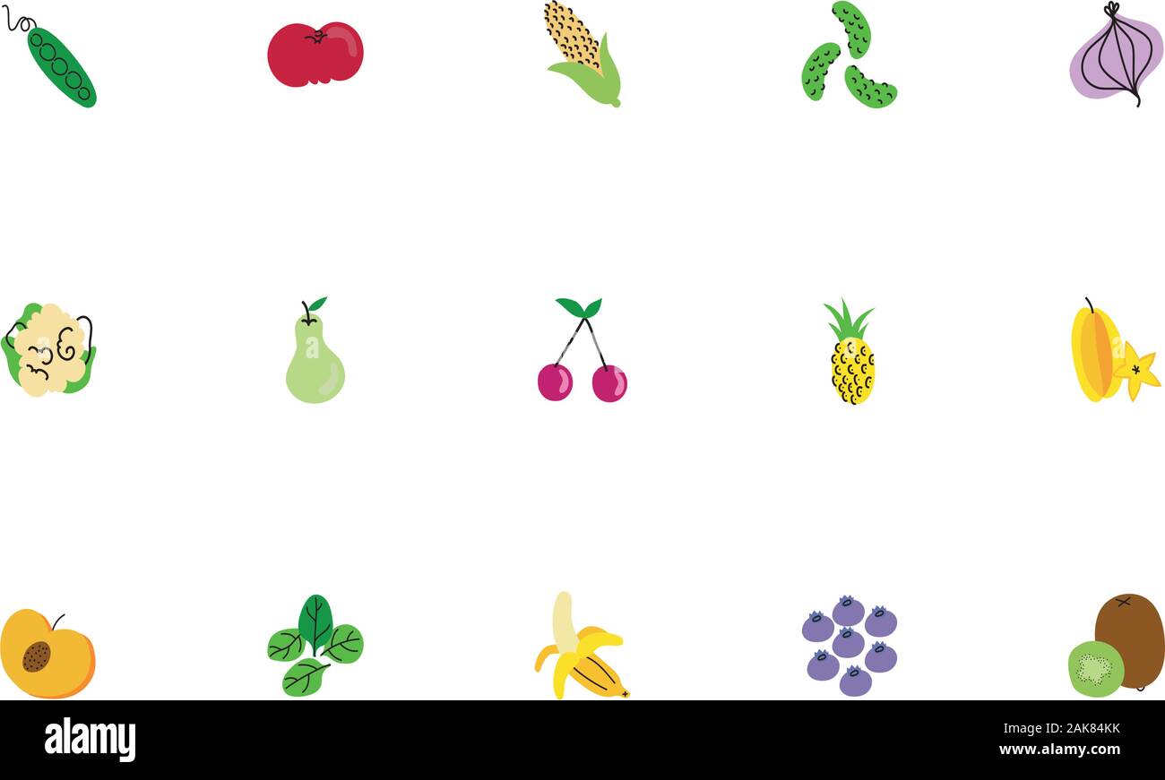 bundle of fruits and vegetables icons Stock Vector Image & Art - Alamy