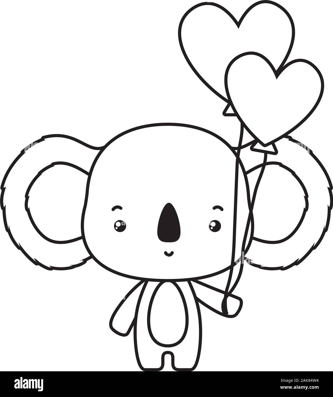 Cute koala cartoon with hearts balloons vector design Stock Vector ...