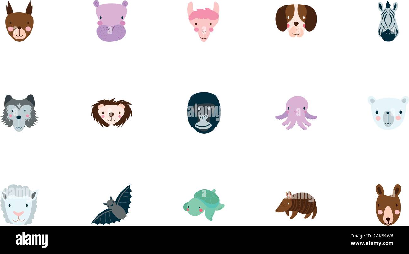 bundle of cute animals characters Stock Vector Image & Art - Alamy