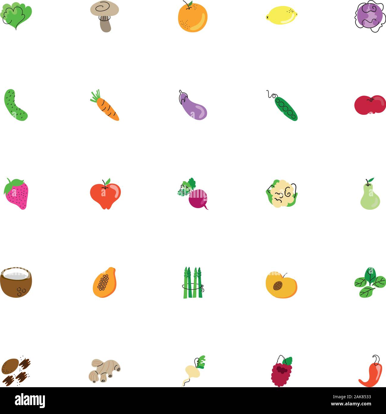 bundle of fruits and vegetables icons Stock Vector Image & Art - Alamy