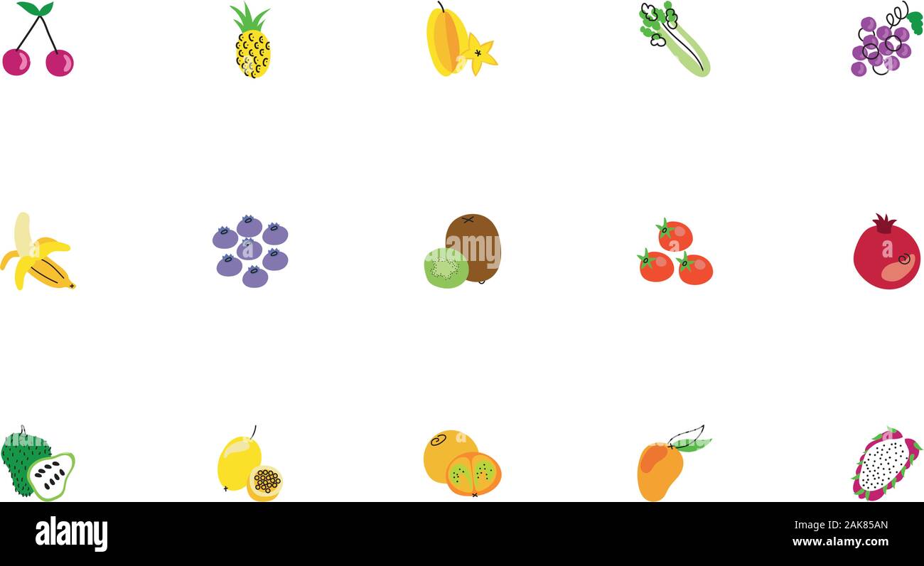 bundle of fruits and vegetables icons Stock Vector Image & Art - Alamy