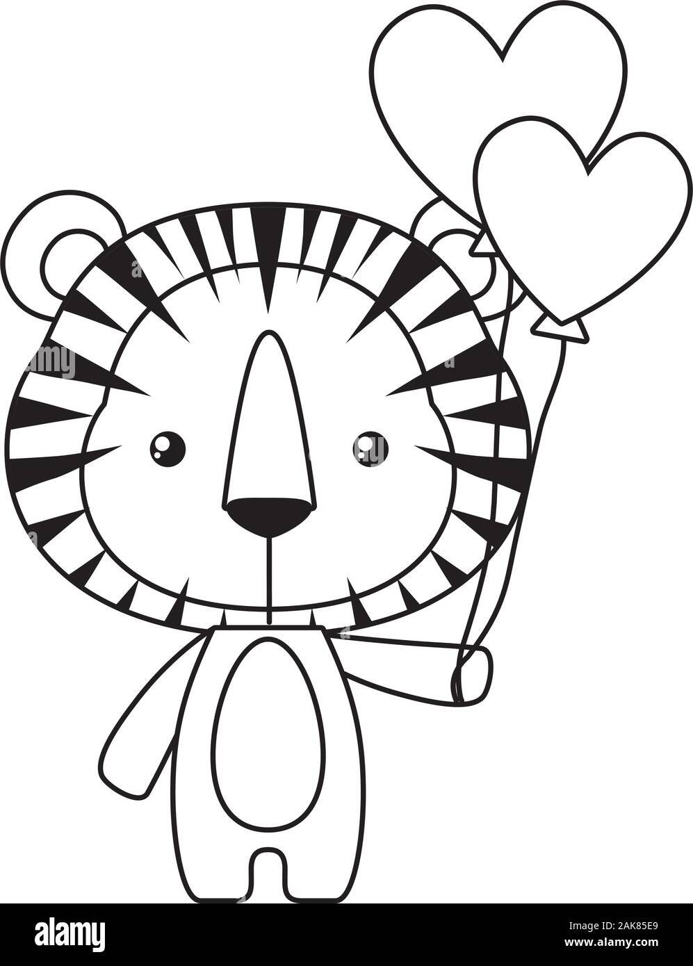Cute tiger with heart balloons vector design Stock Vector Image & Art ...