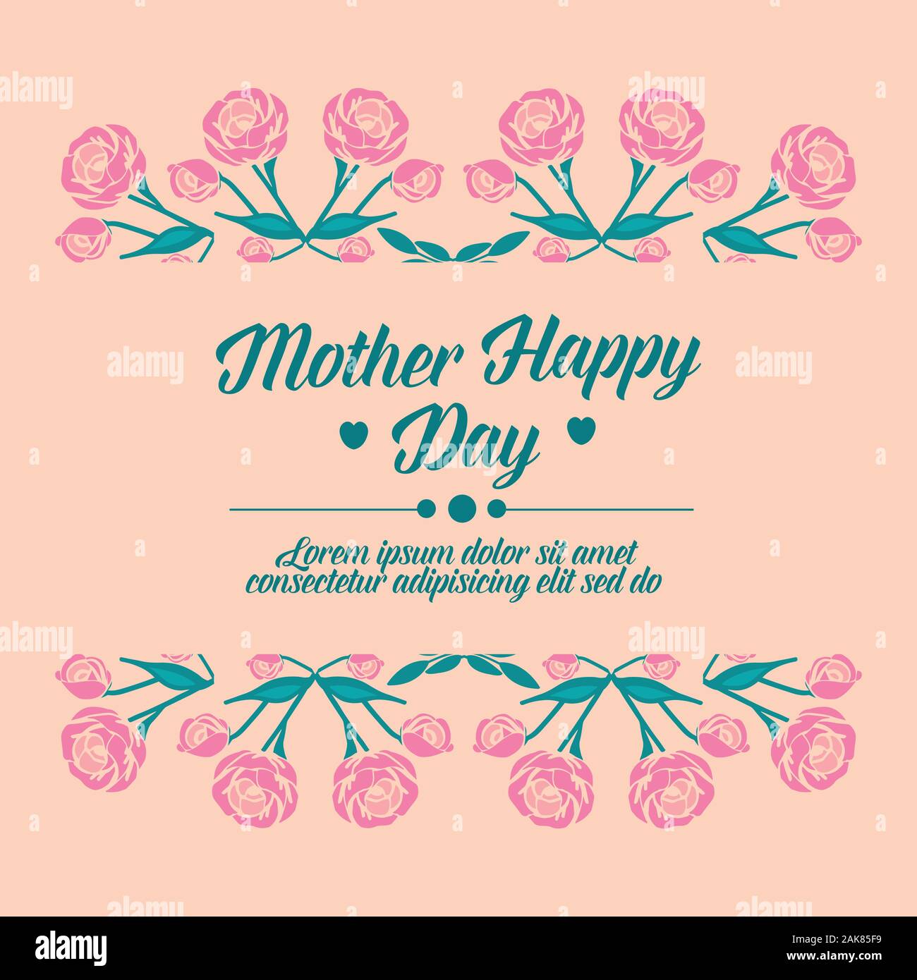 Happy mother day invitation card, with unique pattern leaf and flower ...