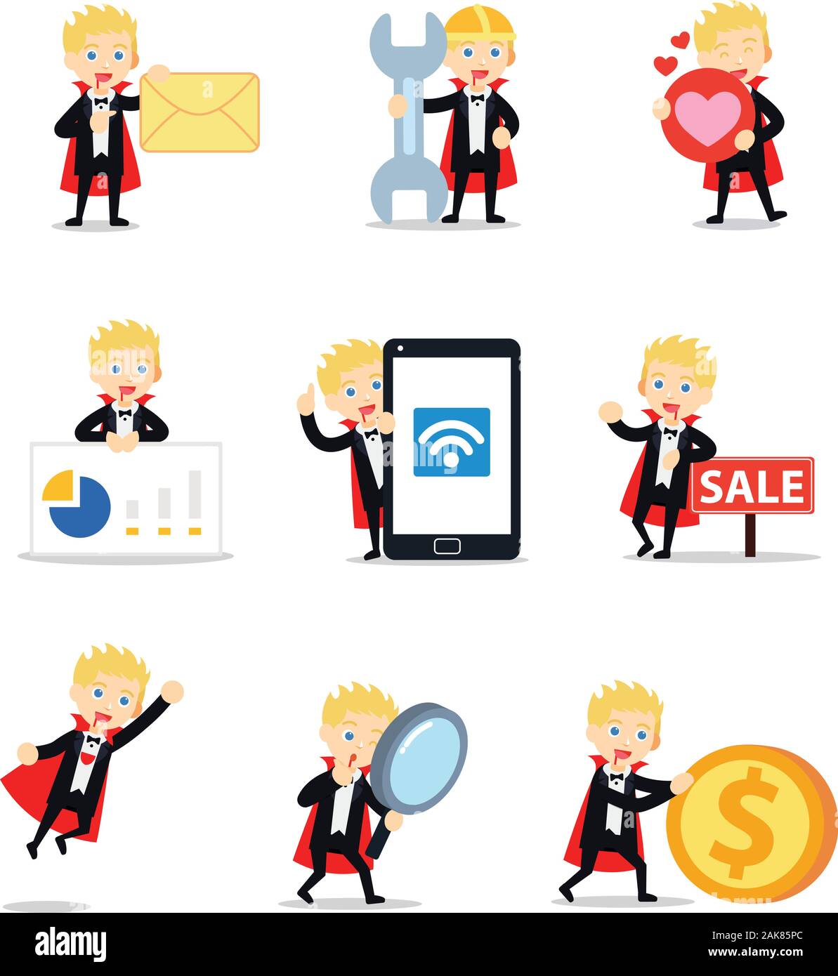 Set of Dracula man character has bloody fangs Stock Vector Image & Art ...