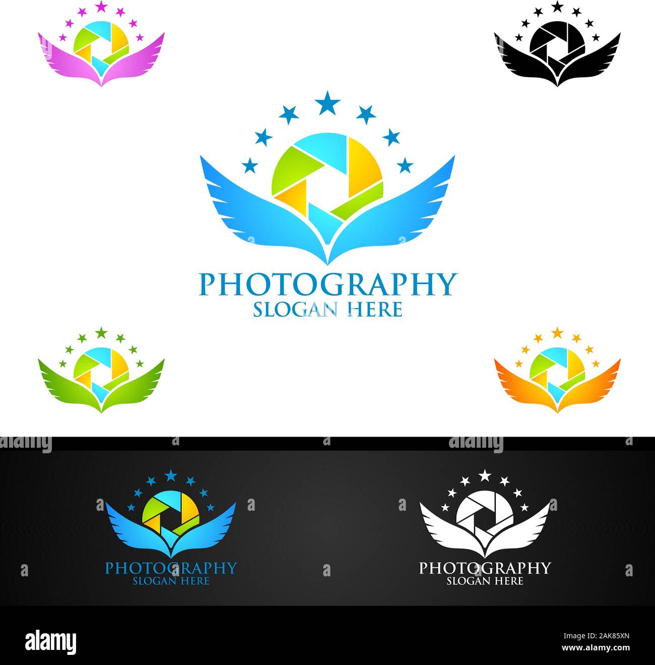 Fly Wing Camera Photography Logo Icon Vector Design Template Stock ...