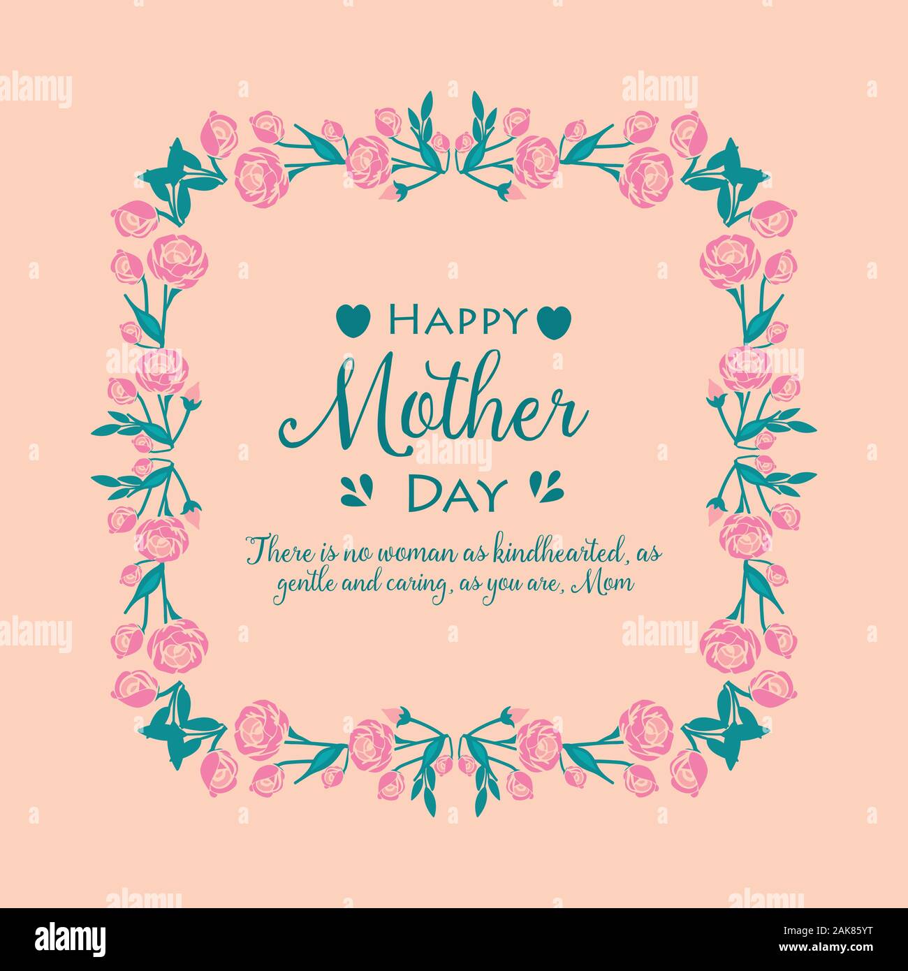 Happy mother day invitation card, with unique pattern leaf and flower ...