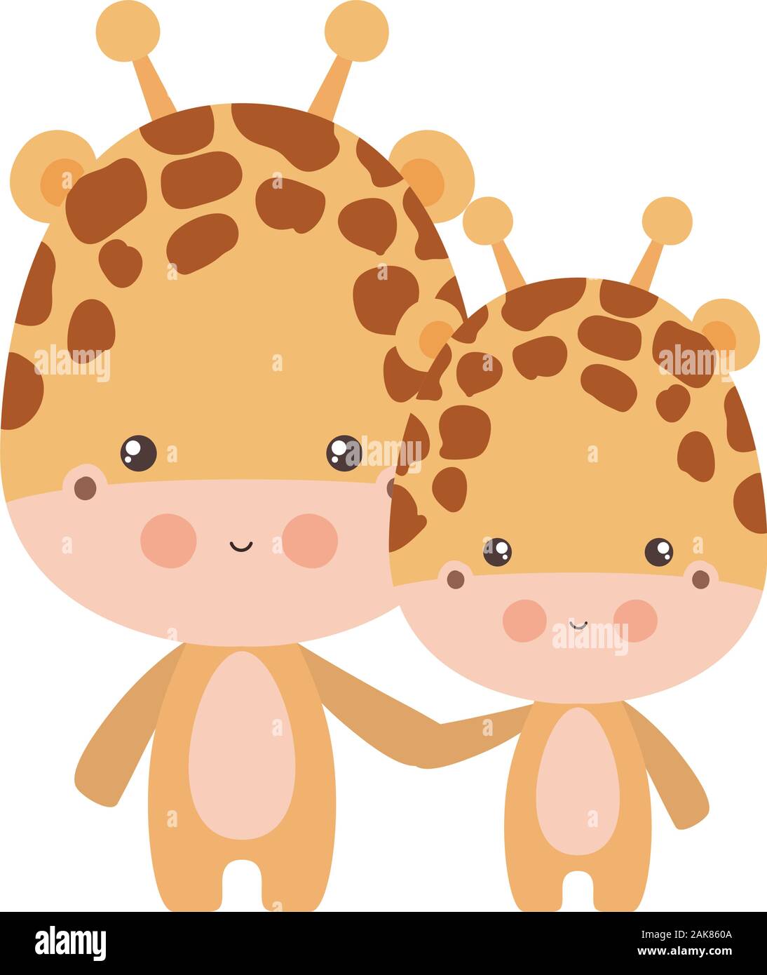 Cute giraffe cartoon mother and baby vector design Stock Vector Image ...
