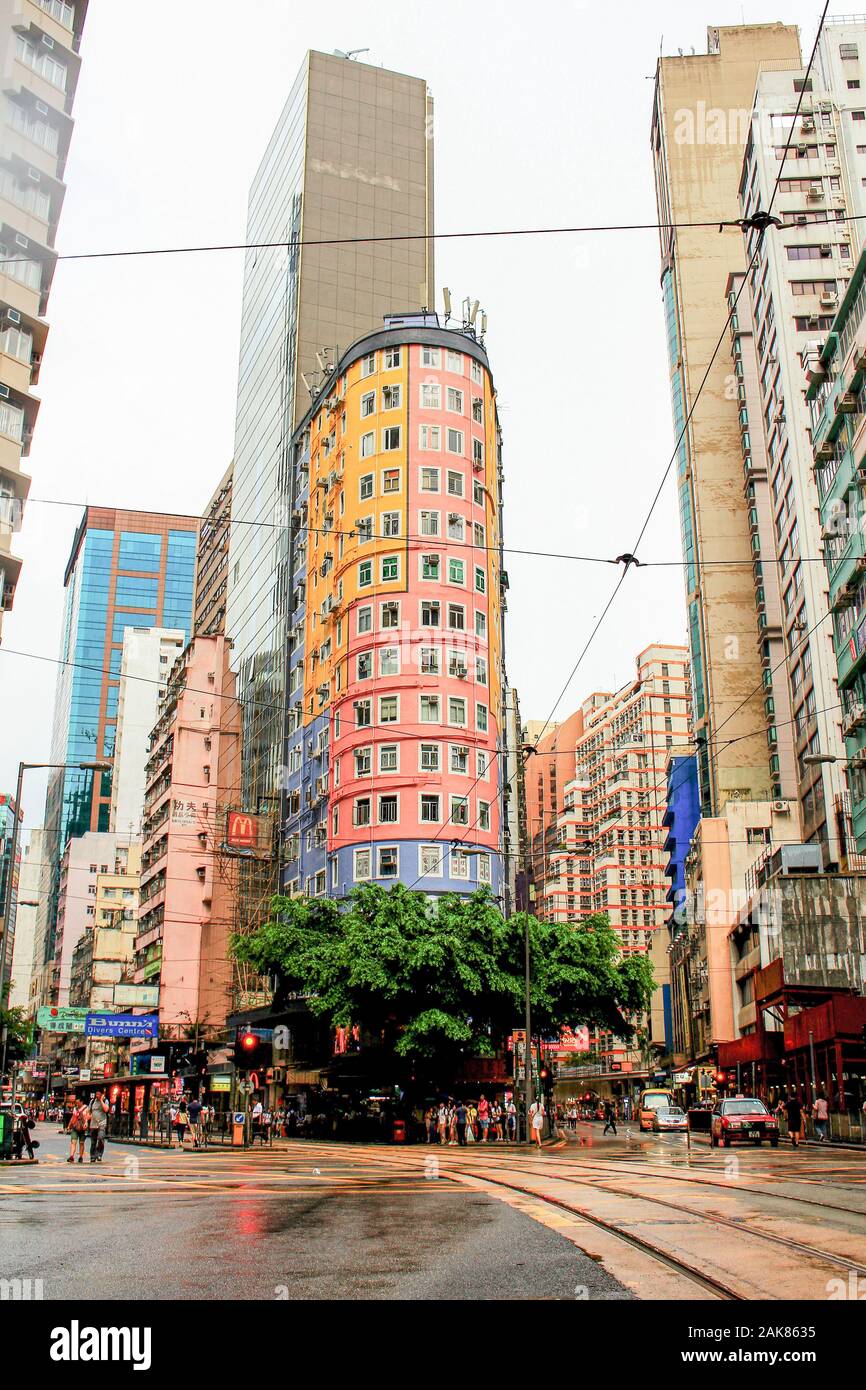 Hong Kong 12 Dec 2019 - Chung Wui Mansion is the iconic rainbow ...