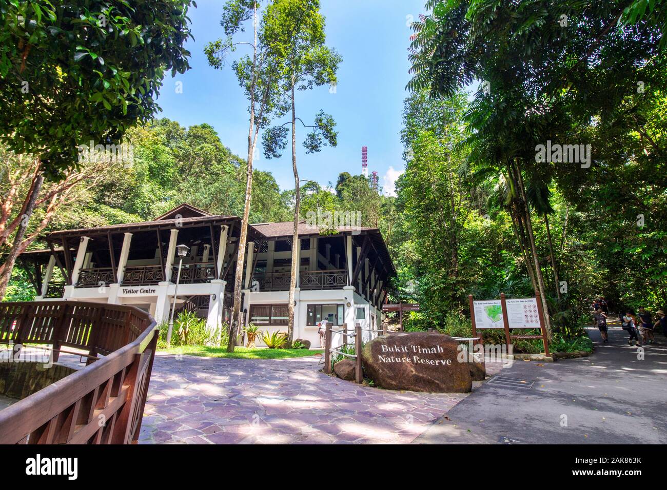 SINGAPORE - CIRCA Dec 12 2019: The rock marking the summit of Bukit ...
