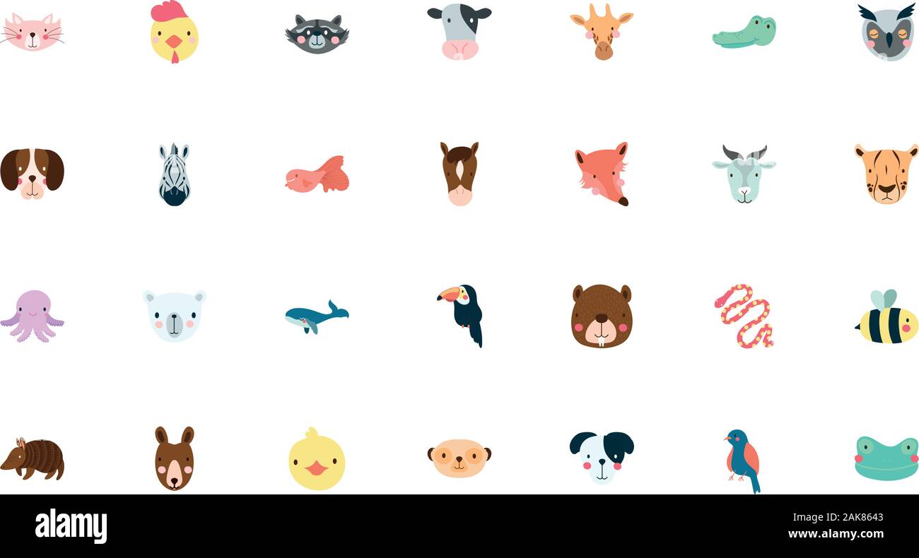 bundle of cute animals characters Stock Vector Image & Art - Alamy