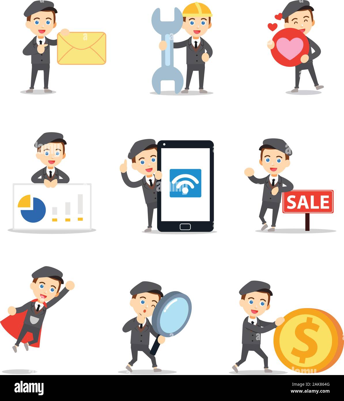 Set of English woman character in vintage dressed Stock Vector Image ...