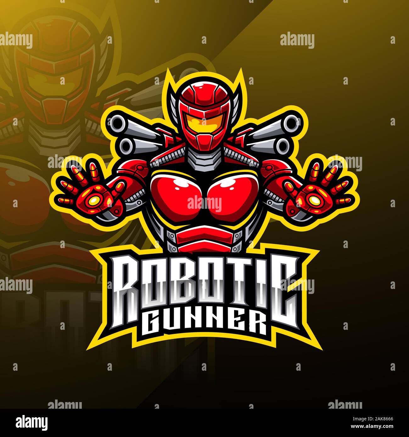 Robotic gunner esport mascot logo design Stock Vector Image & Art - Alamy