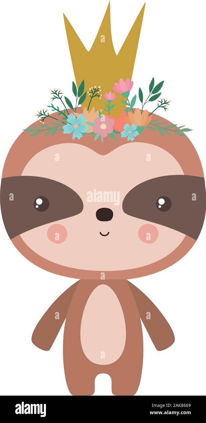 Cute sloth bear with crown vector design Stock Vector Image & Art - Alamy