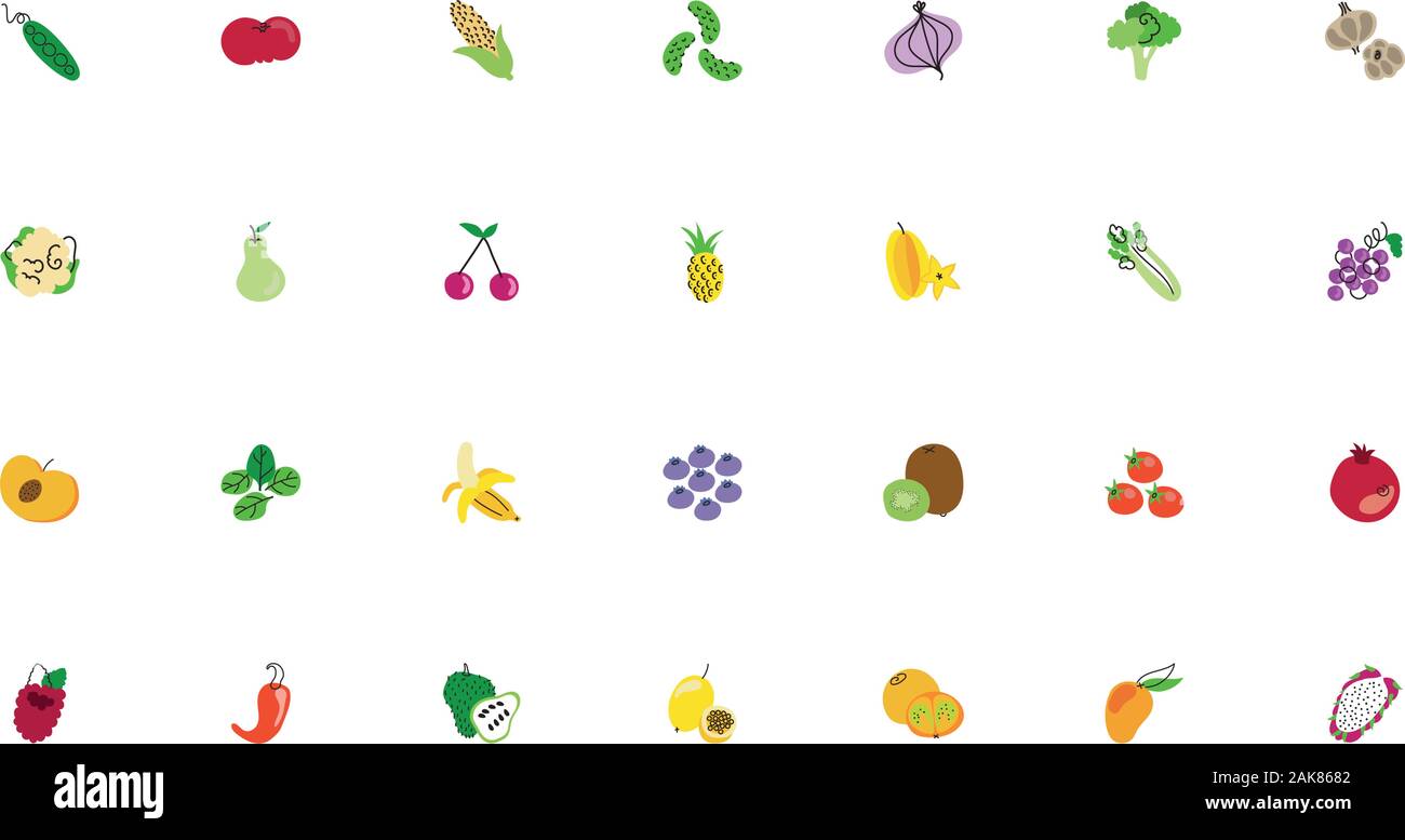 bundle of fruits and vegetables icons Stock Vector Image & Art - Alamy