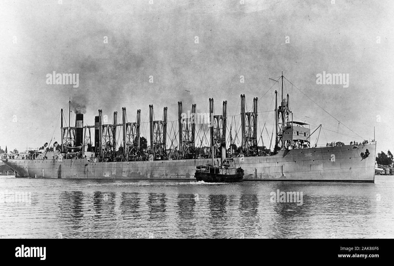 The U.S. Navy collier USS Jupiter (Collier No.3, later AC-3) at Mare ...