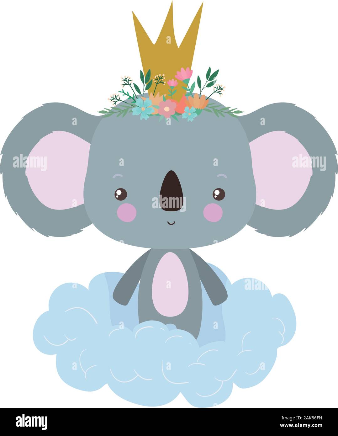 Cute koala with crown over cloud vector design Stock Vector Image & Art ...