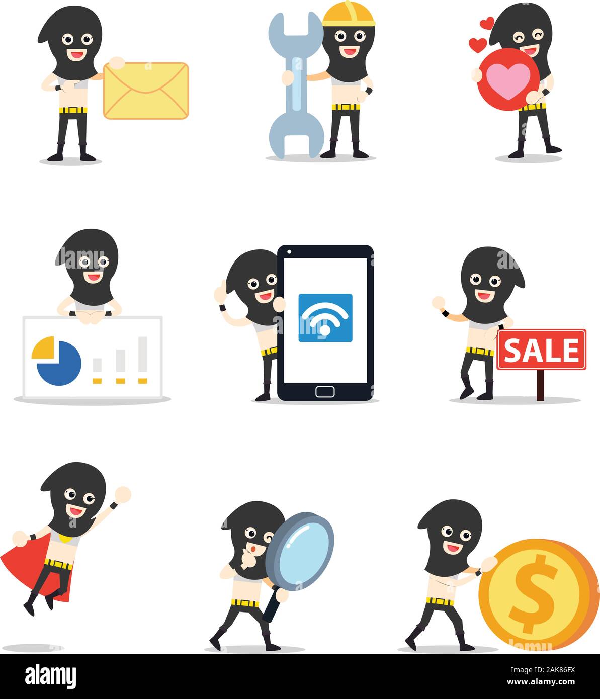 Set of female character in horrible executioner Stock Vector Image ...