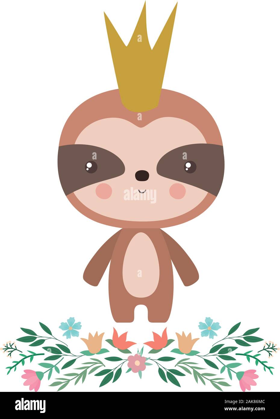 Cute sloth bear with crown vector design Stock Vector Image & Art - Alamy